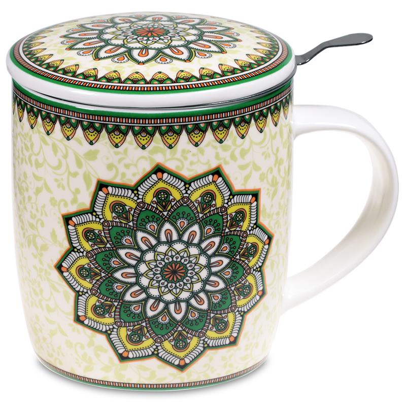 Mug infuseur Mandala vert – Boutique en ligne Arom'Aix
